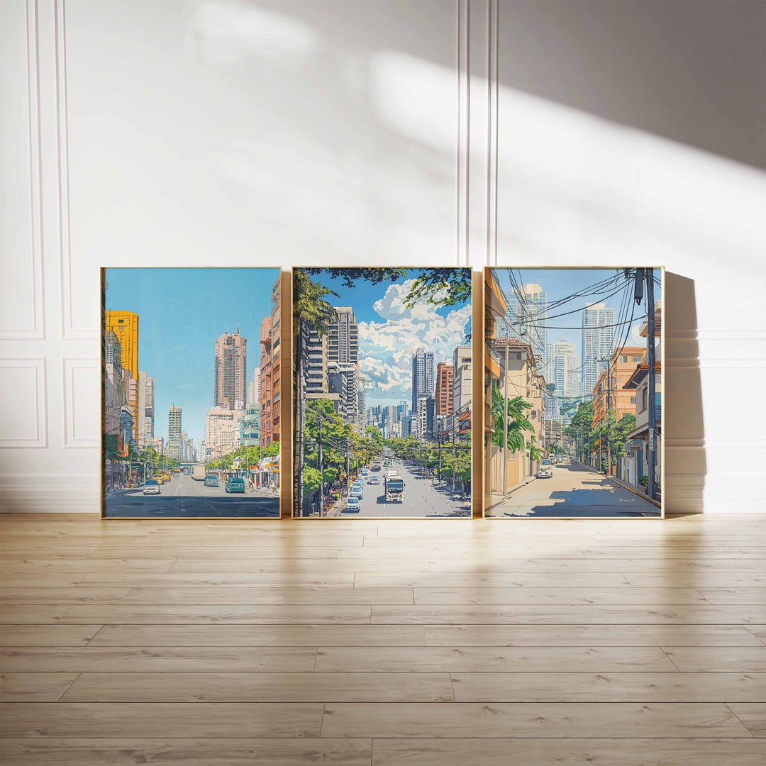 Set of 3 Manila Poster Set, Vintage Manila Art Set, Manila Poster ...