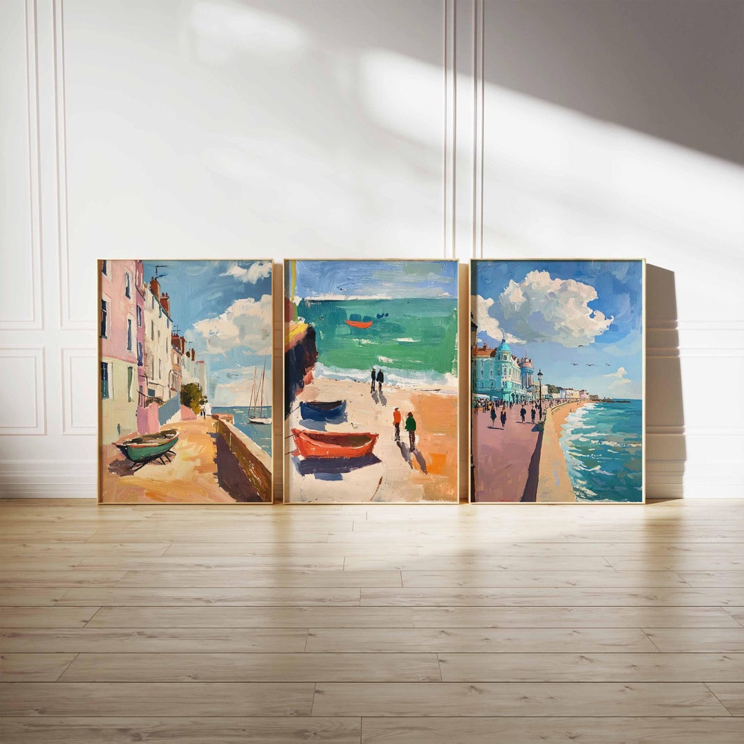 Set of 3 Brighton Poster, UK Poster, Seaside Poster, Beach Poster ...
