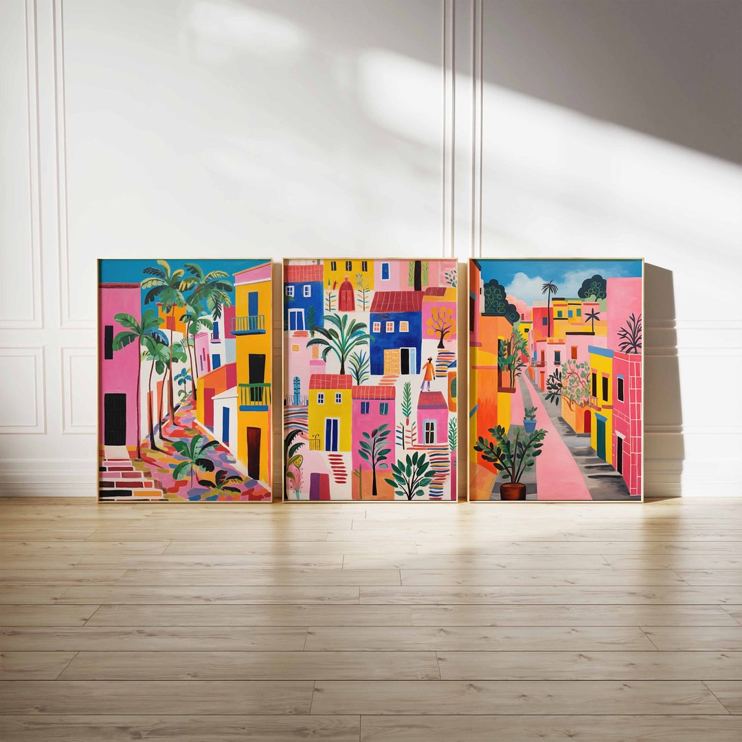 Set of 3 Santiago Chile Posters, Vintage Chilean Floral Prints ...