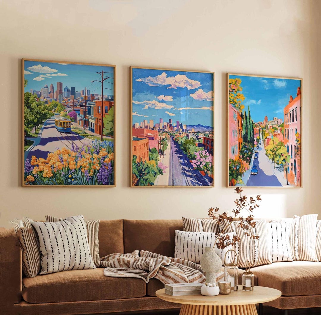 Set of 3 Denver Posters, Colorado Wall Art Prints, Denver Travel Poster ...