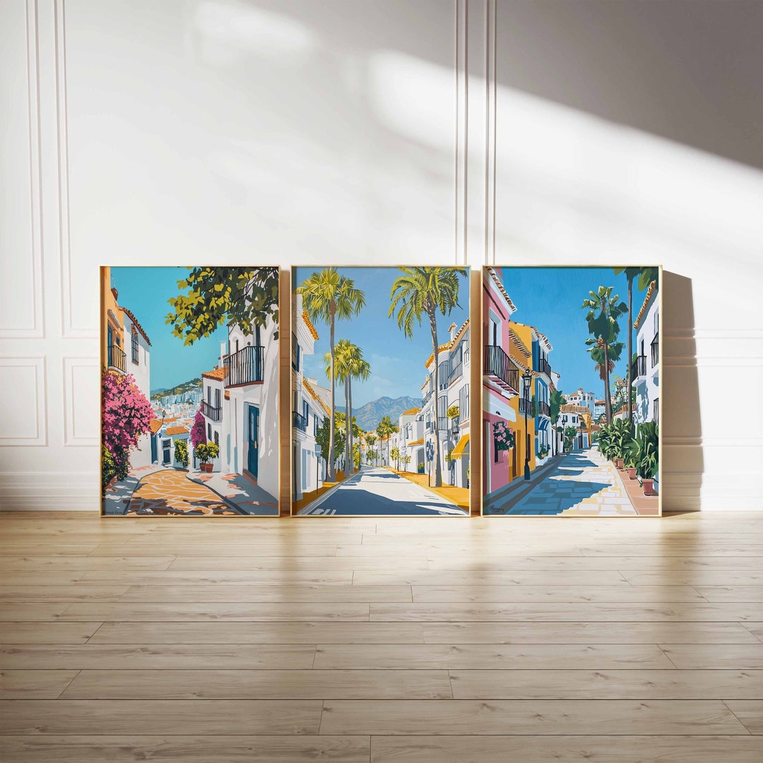 Set of 3 Marbella Poster Set, Vintage Marbella Art Set, Marbella Poster ...