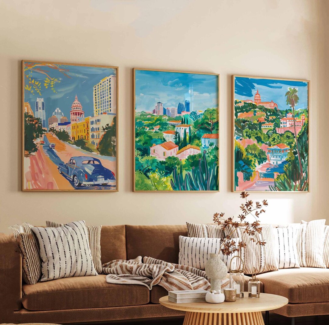 Set of 3 Austin Posters, Texas Wall Art Prints, Austin Travel Poster ...