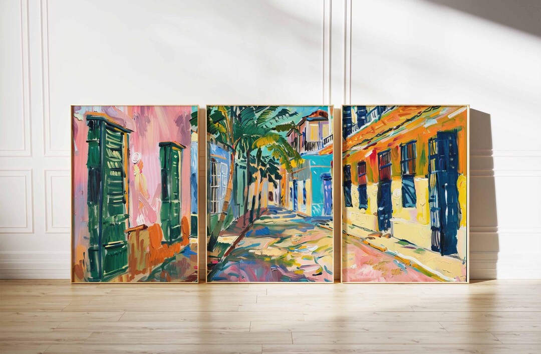 Set of 3 Cuba Posters, Caribbean Travel Prints, Cuba Wall Art, Vintage ...