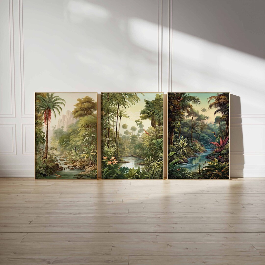 Vintage Botanical Poster Set, Set of 3 Floral Posters, Henri Rousseau ...