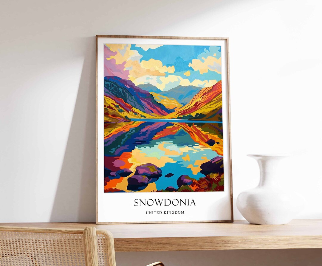 Snowdonia Poster, Snowdonia Adventure Decor, Welsh Landscape Wall Art ...