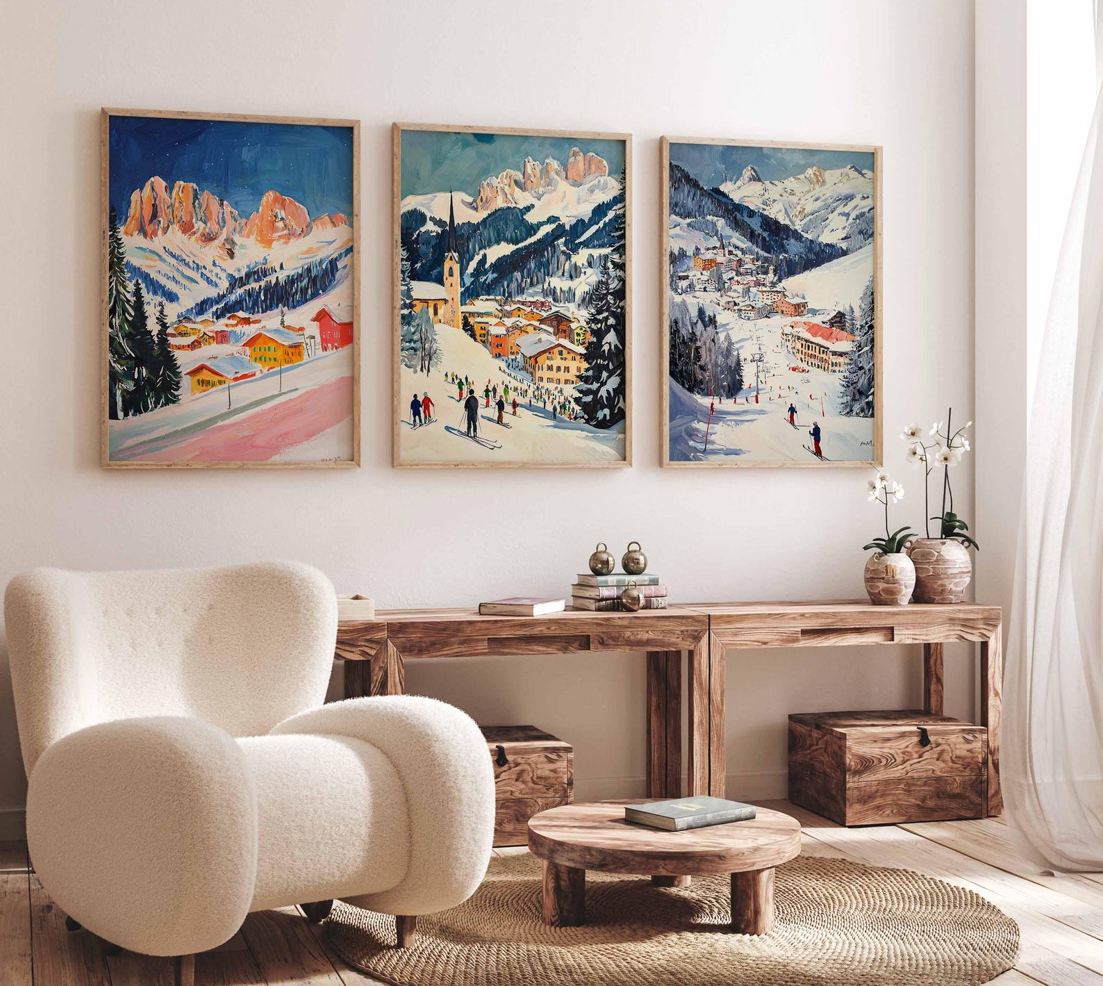 Set of 3 Val Gardena Italy Travel Poster, Dolomites Wall Art, Mountain ...