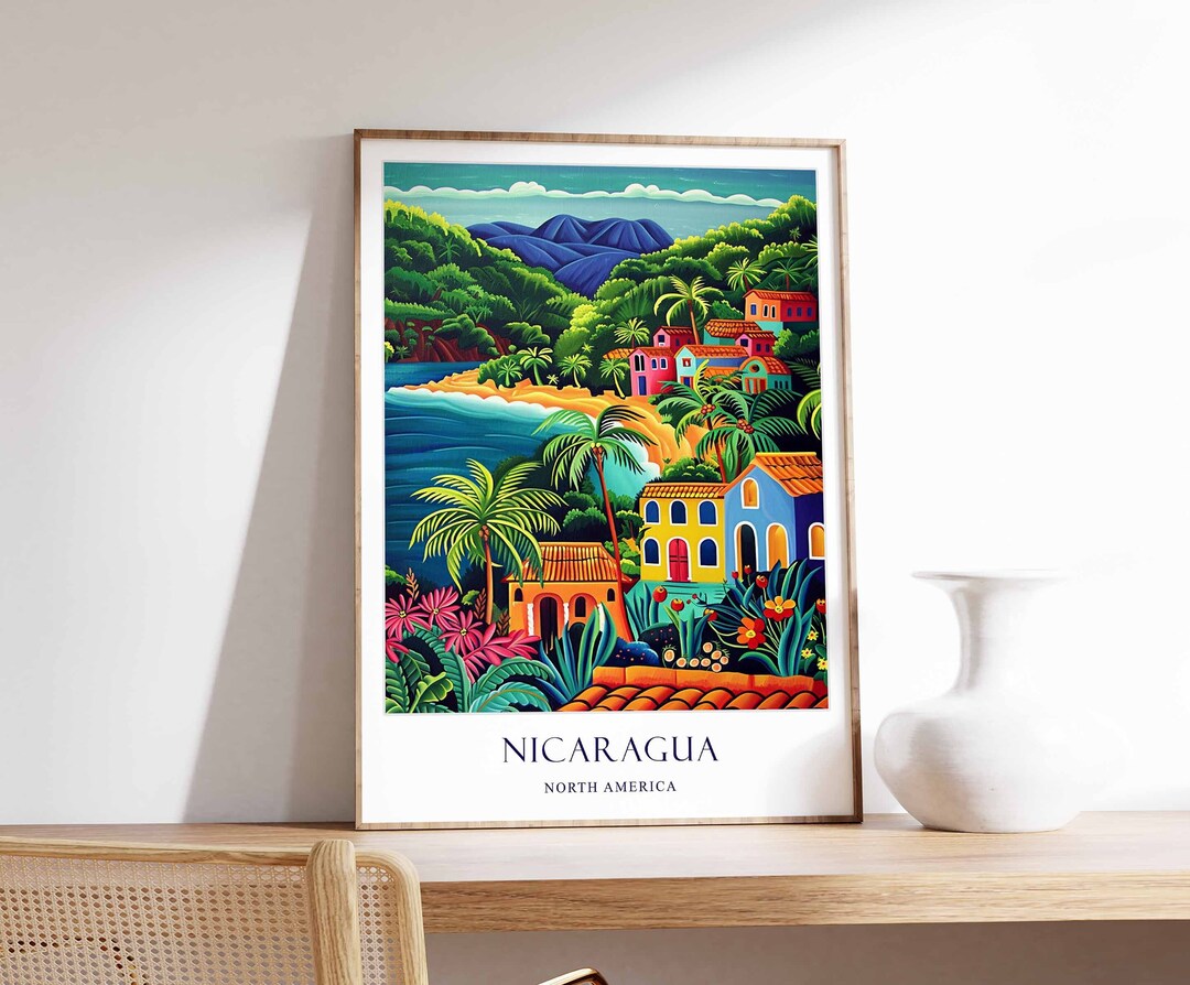 Nicaragua Poster, Nicaragua Tourism Decor, Nicaragua Wall Art, Managua ...