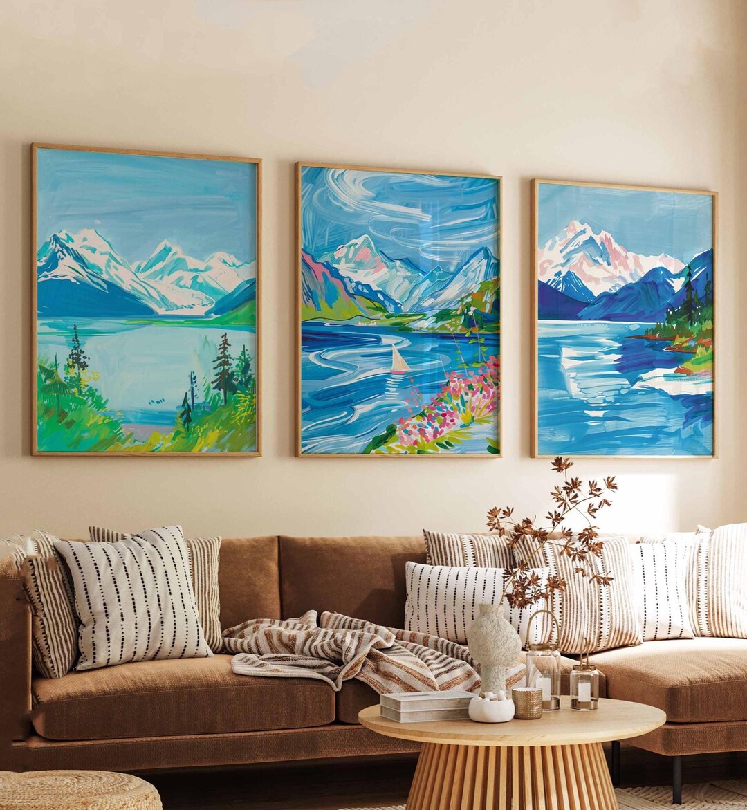 Set of 3 Alaska Posters, USA Travel Prints Set, Alaskan Landscape Wall ...