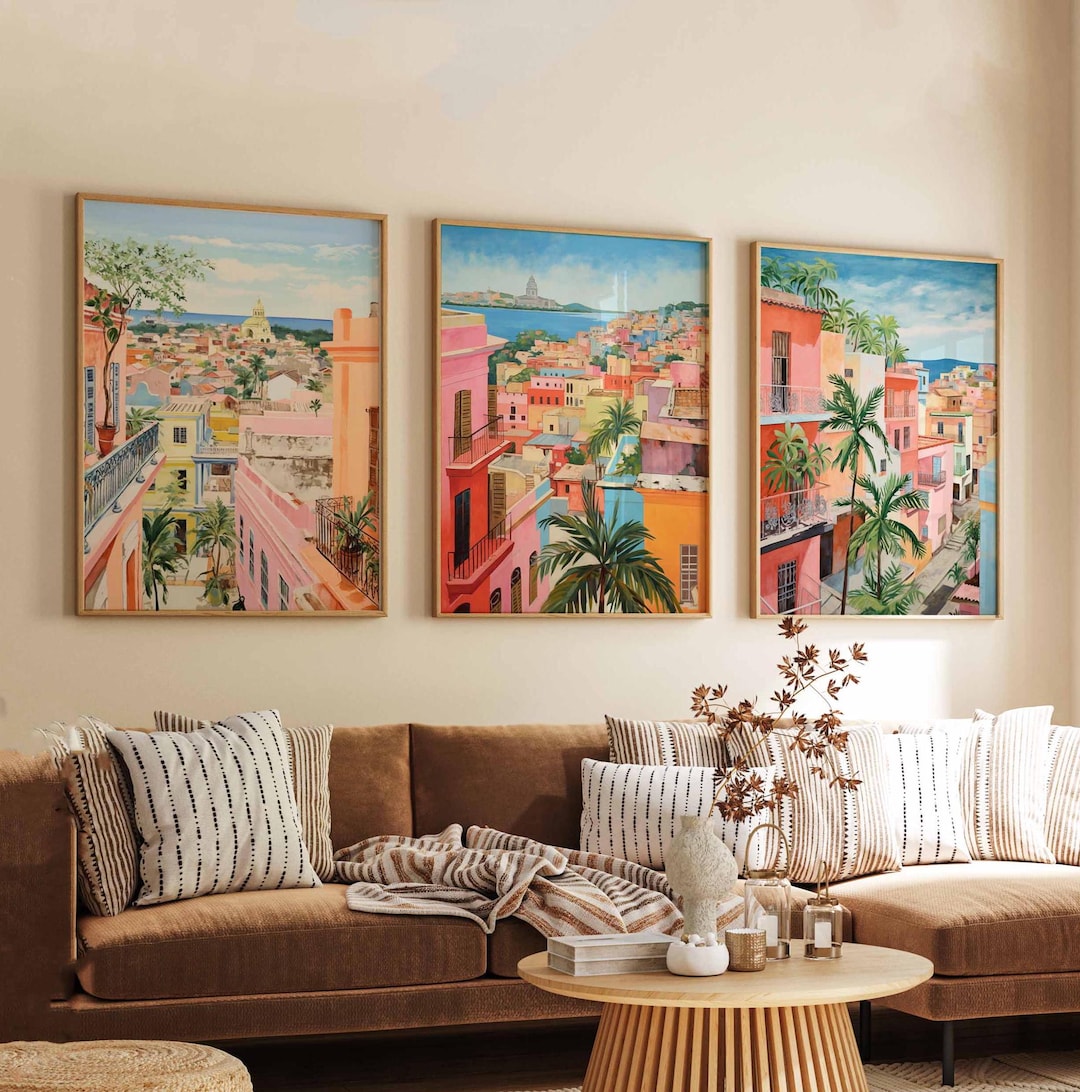 Set of 3 Cuba Posters, Cuba Prints, Travel Wall Art Set, Cuba Vintage ...