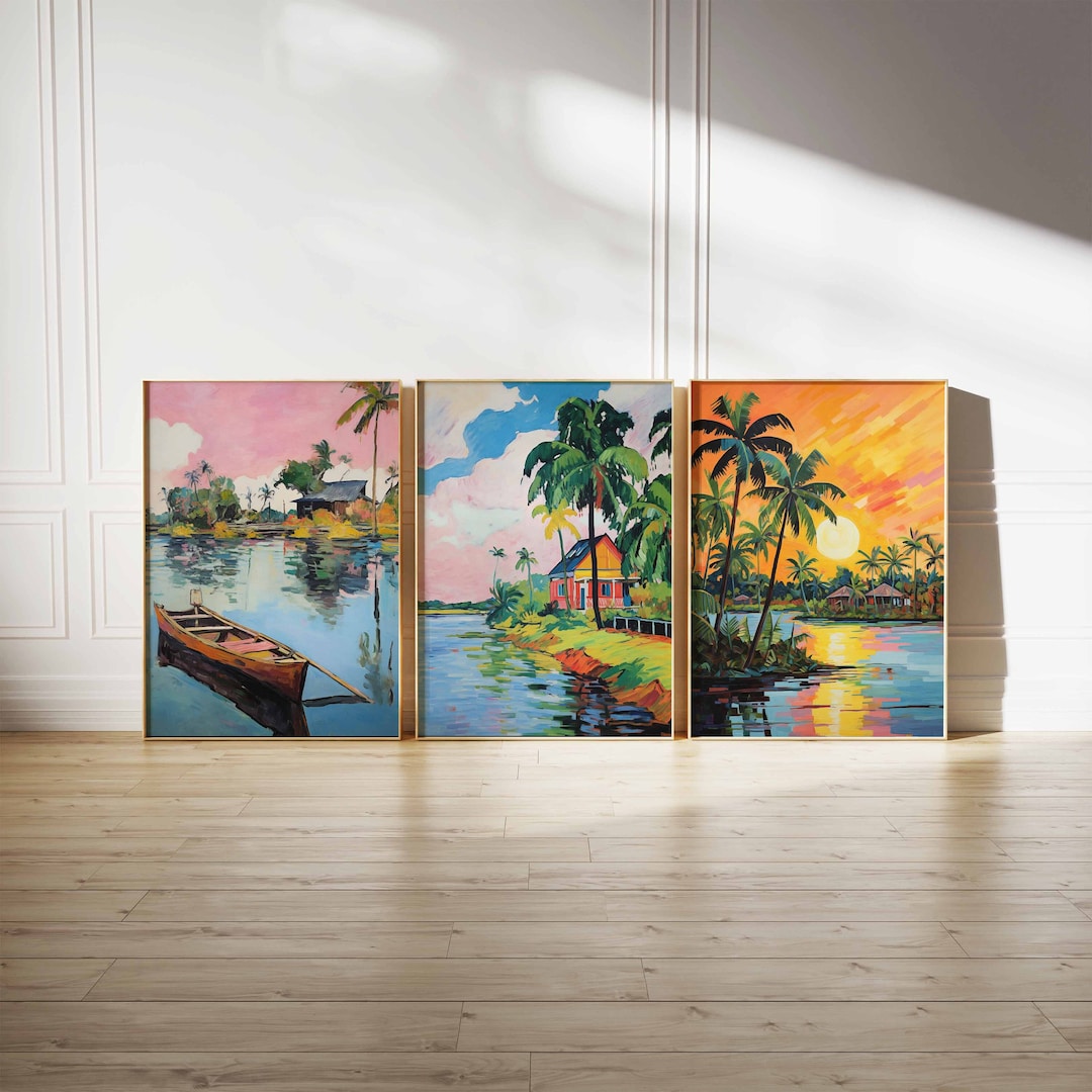 Set of 3 Guyana Posters, Vintage Caribbean Floral Prints, Indigenous ...
