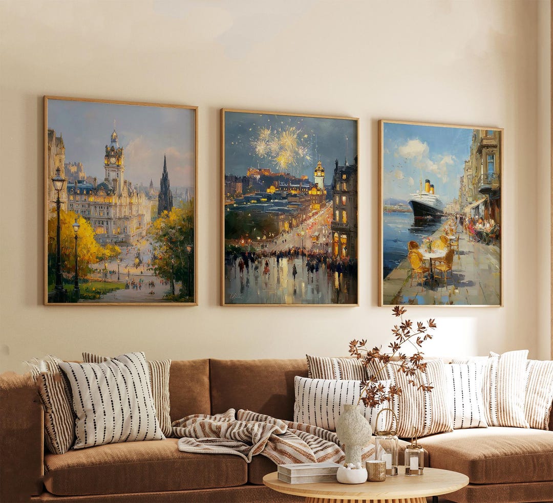 Set of 3 Edinburgh Posters, Scottish City Wall Art, Travel Print Set ...
