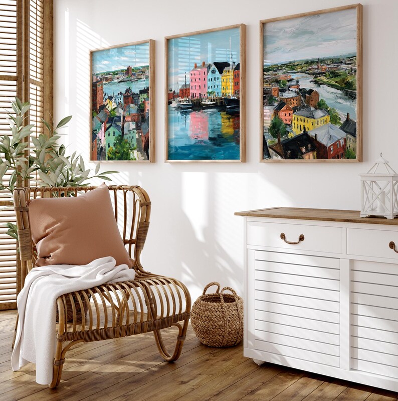 Portsmouth New Hampshire Poster Set of 3 Coastal Travel Wall Art Usa ...