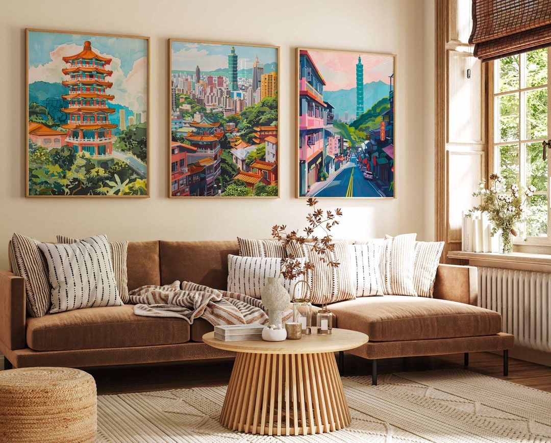 Set of 3 Taipei Poster, Taipei Travel Prints, Taipei Art, Botanical ...