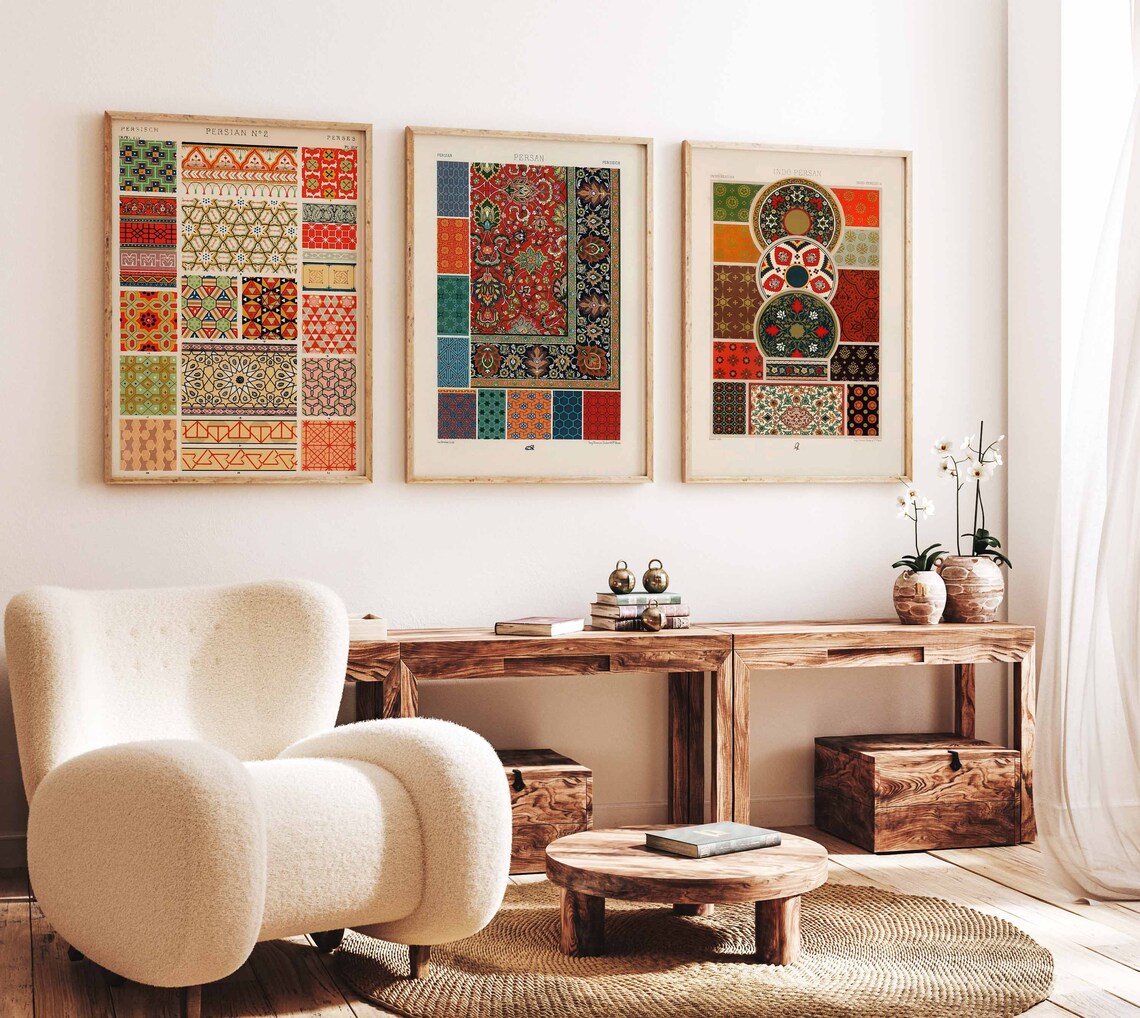 Set of 3 Persian Posters, Persian Wall Art, Vintage Arabic Decor ...