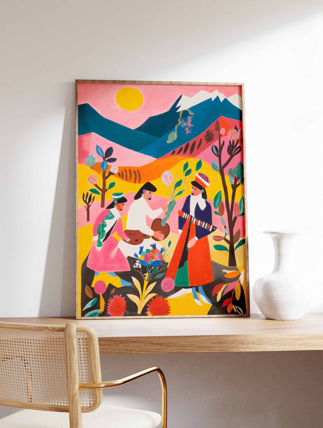 Chile Art Print, Vintage Chilean Floral Poster, Indigenous Art, Folk ...