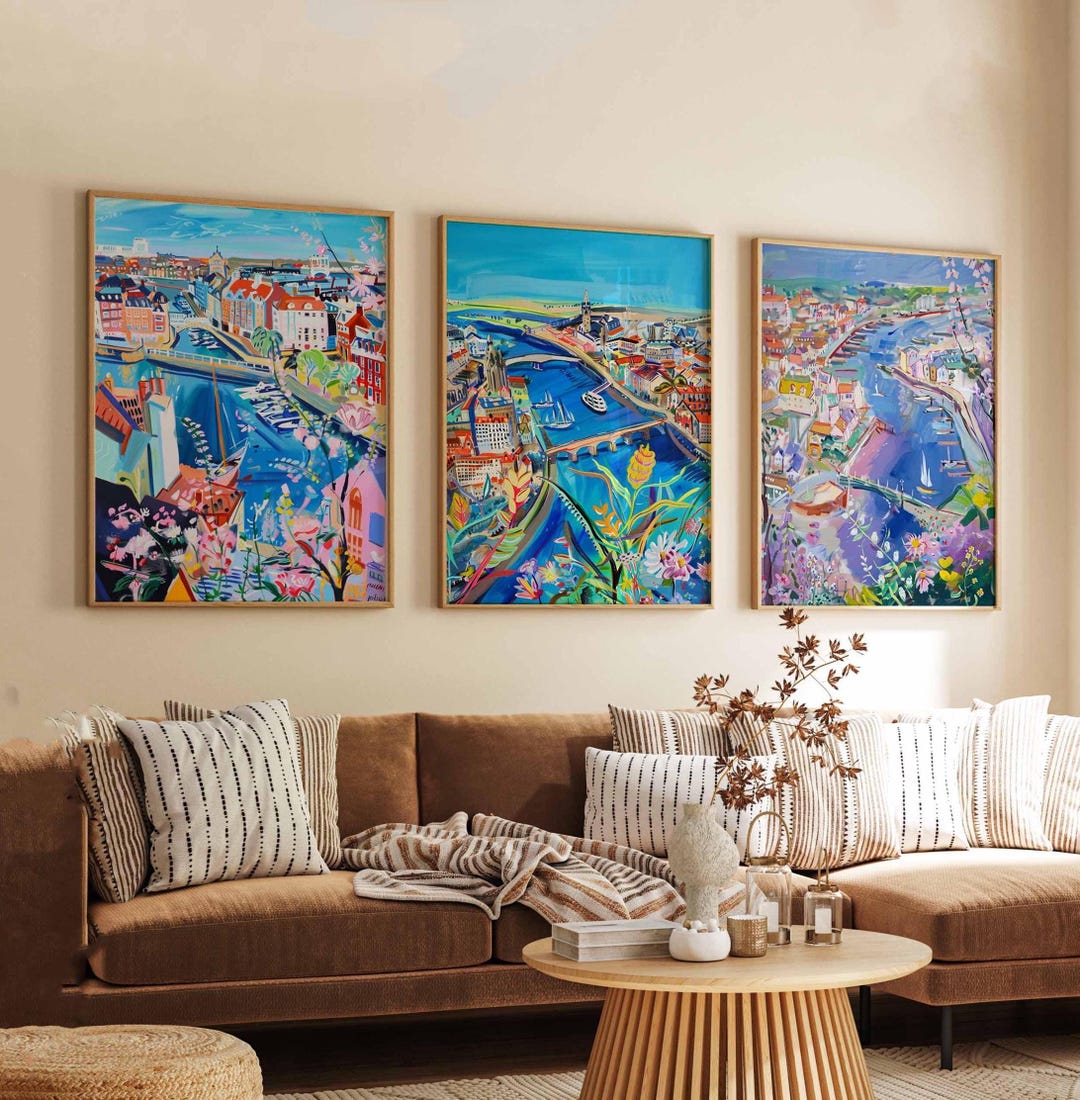 Set of 3 Hartlepool Posters, England Coastal Prints, UK Harbour Wall ...