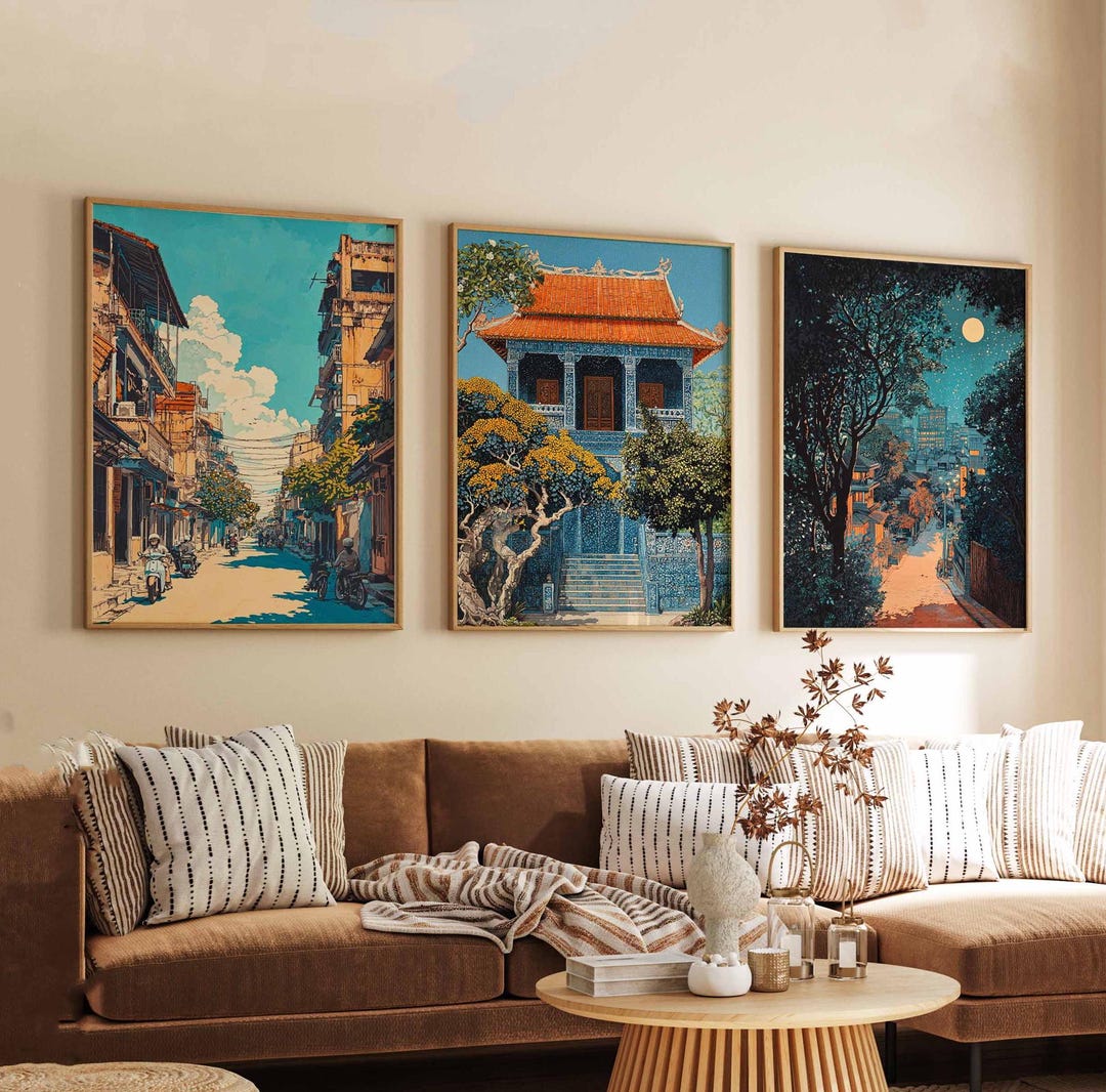 Set of 3 Phnom Penh Posters, Phnom Penh Travel Prints, Cambodia Wall Art, Phnom Penh Decor ...