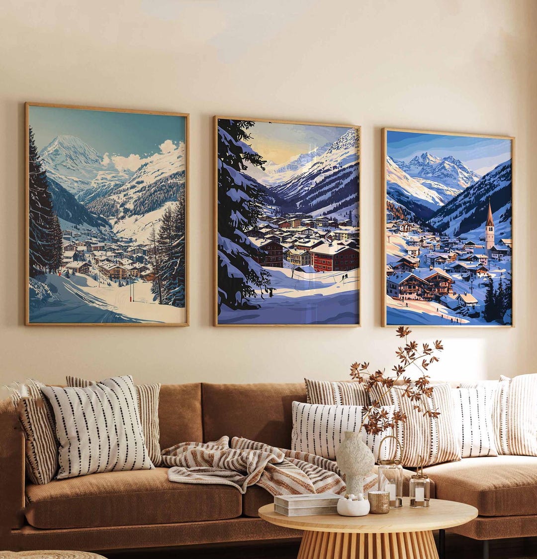 Saas Fee Ski Poster Set, Saas Fee Print, Switzerland Poster ...