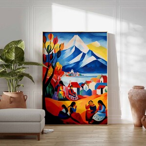 Chile Art Print, Vintage Chilean Floral Poster, Indigenous Art, Folk ...