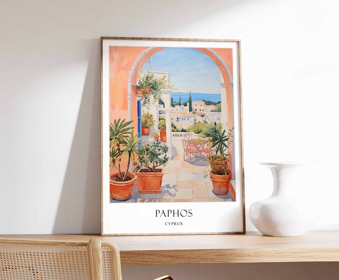 Paphos Poster, Cyprus Poster, Travel Poster, Mediterranean Poster ...