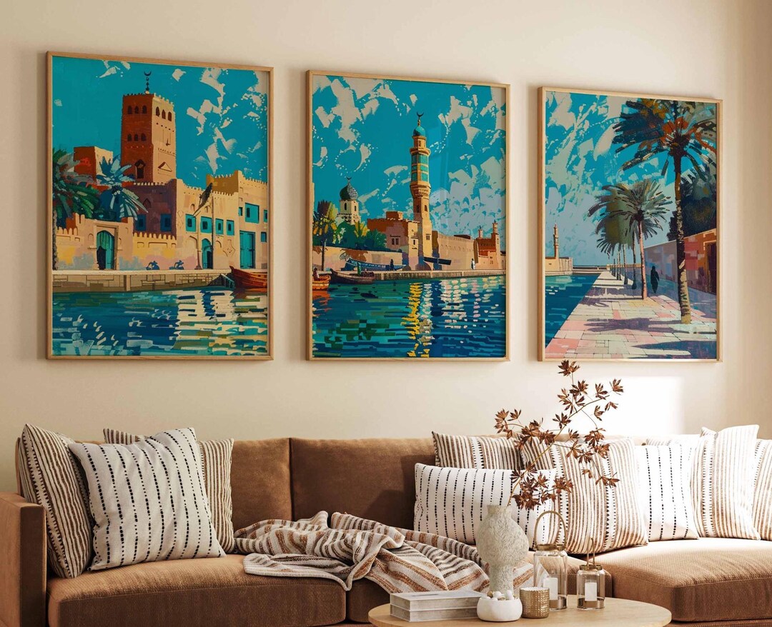 Set of 3 Kuwait Posters, Middle East Posters, Islamic Travel Posters ...