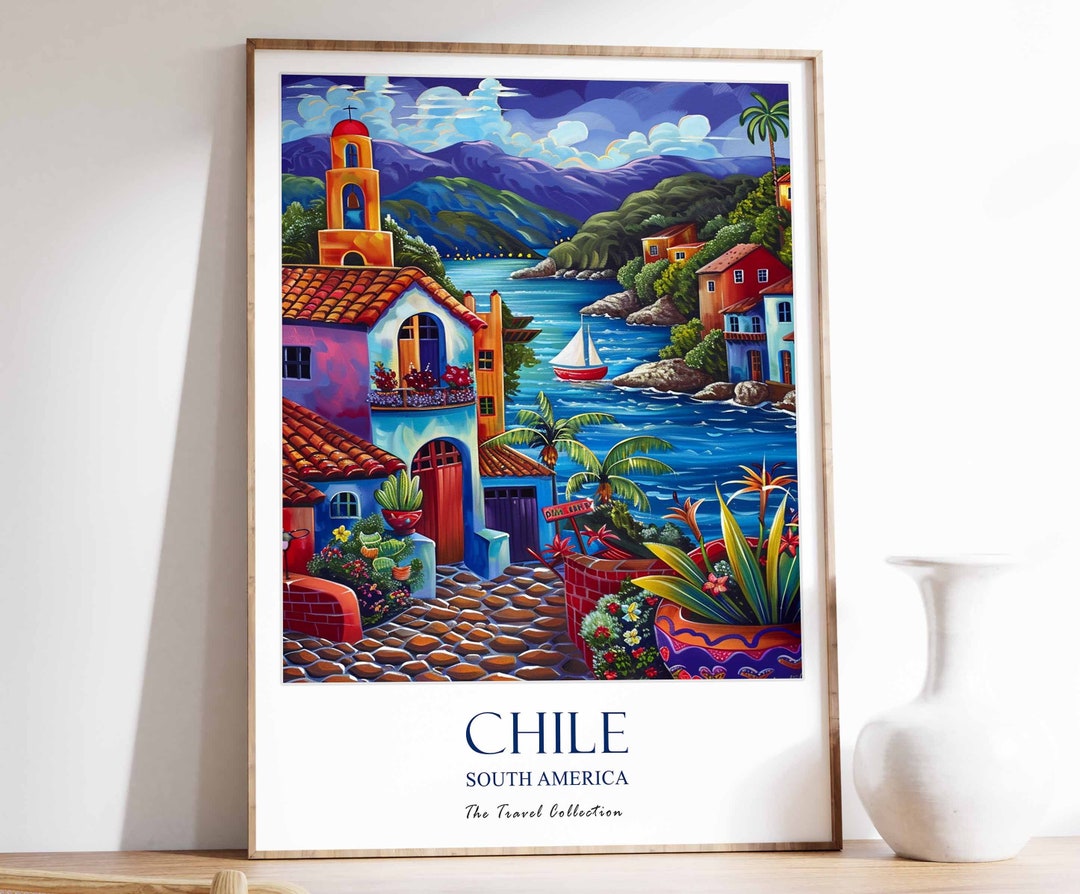 Chile Poster, Chile Travel Print, South American Travel Art, Tropical ...