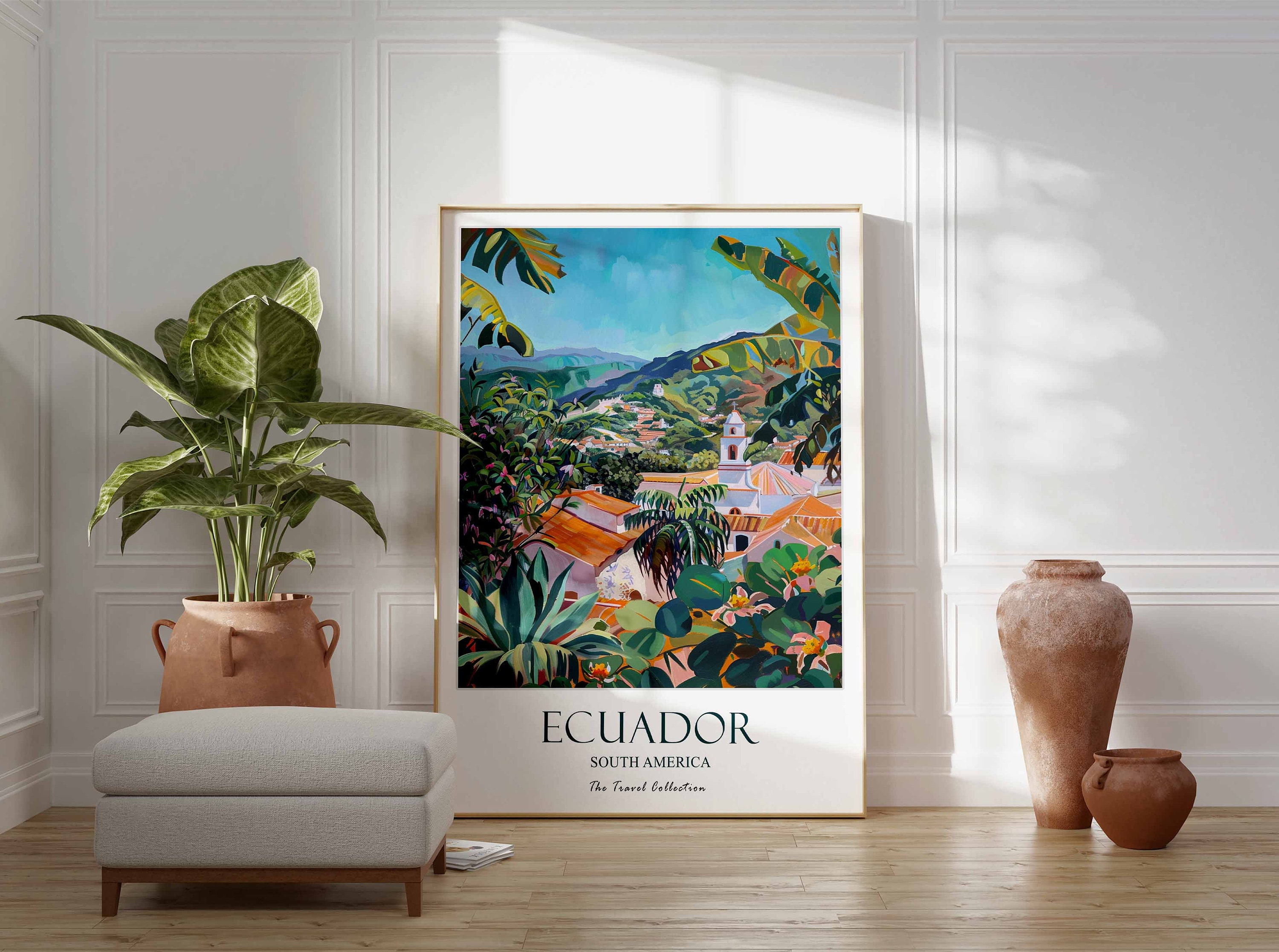 Ecuador Travel Poster, Ecuador Print, South America Travel Art, Floral ...