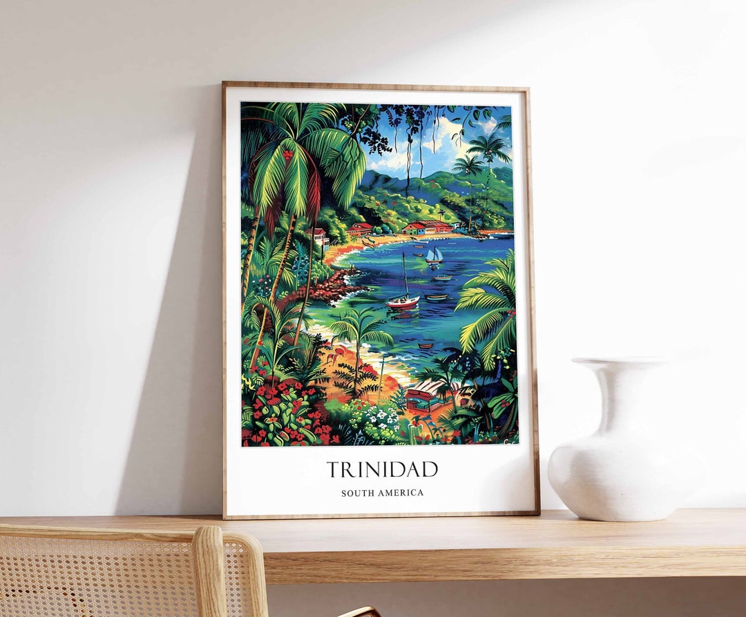 Trinidad Poster, Tropical Island Decor, Maracas Bay Artwork, Trinidad ...