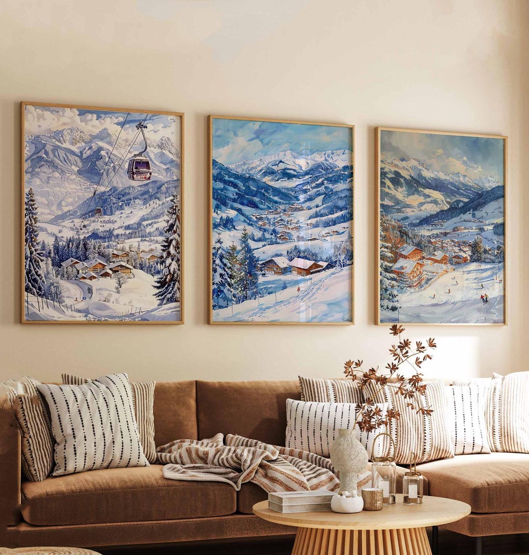 Jackson Hole Ski Poster Set, Jackson Hole Print, Wyoming Poster ...