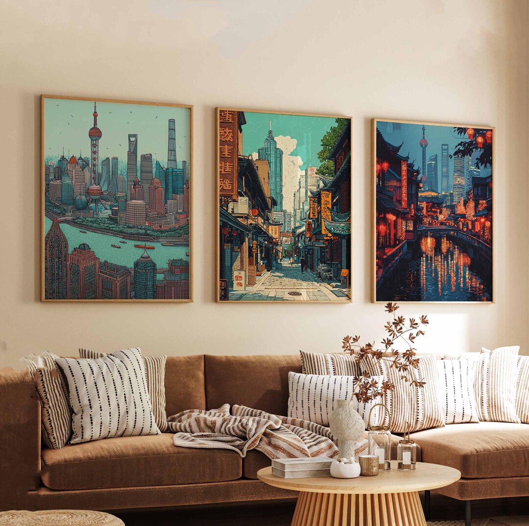 Set of 3 Shanghai City Posters, Shanghai Travel Prints, Shanghai Wall ...