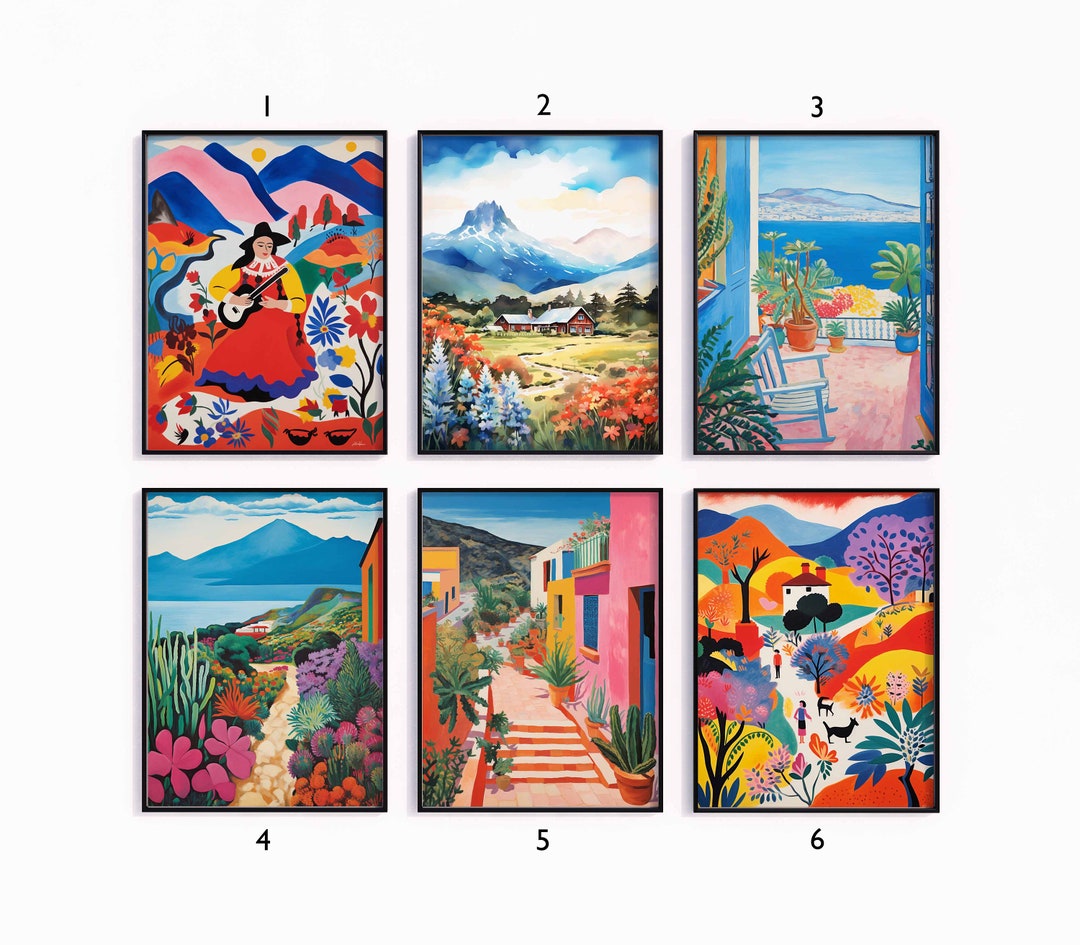 Chile Poster Set, Latin Travel Prints, Floral Art, South American Decor ...