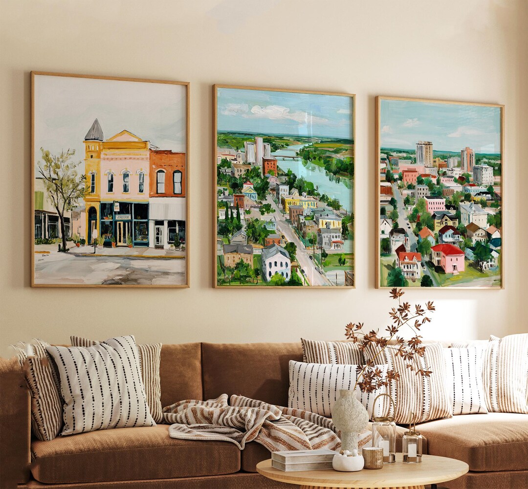 Waco USA Travel Poster Set of 3 Texas Cityscape Wall Art American ...