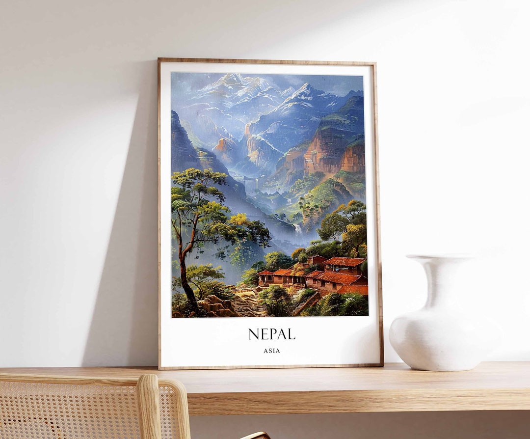 Nepal Poster, Nepal Tourist Attractions, Mount Everest Wall Art ...