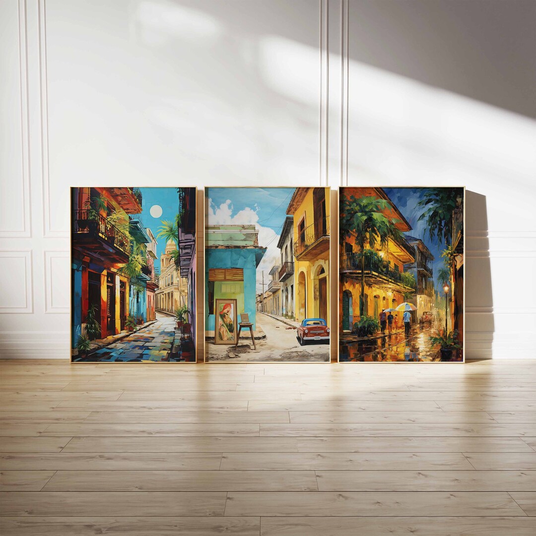 Set of 3 Cuba Travel Posters, Vintage Cuba Art, Havana Print, Caribbean ...
