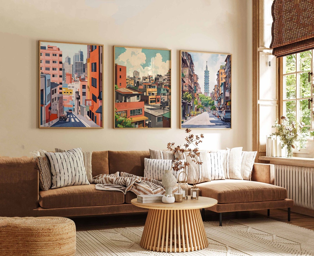 Set of 3 Taipei Poster, Taiwan Poster, Asia Poster, Asian Decor, Urban ...
