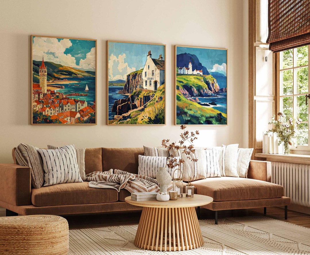 Set of 3 Cullen Posters, Cullen Travel Prints, Cullen Art, Coastal ...