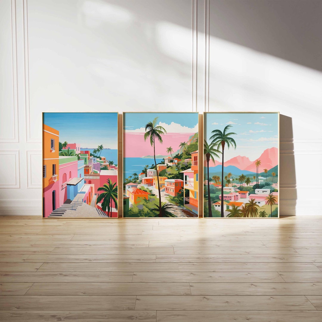 Set of 3 Haiti Poster, Caribbean Poster, Island Poster, Tropical Poster ...