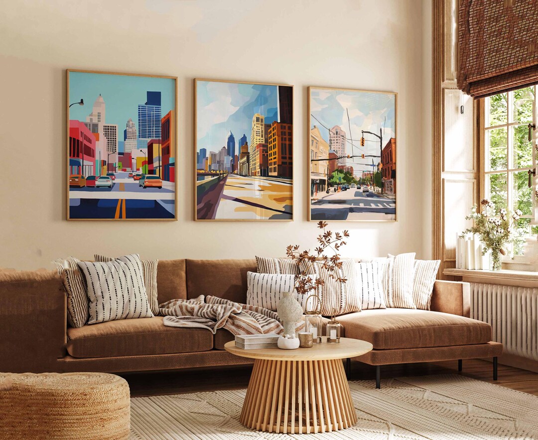 Set of 3 Columbus Ohio Posters, Vintage Travel Prints, USA City Skyline ...