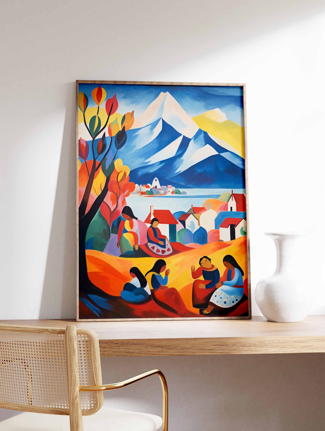 Chile Art Print, Vintage Chilean Floral Poster, Indigenous Art, Folk ...