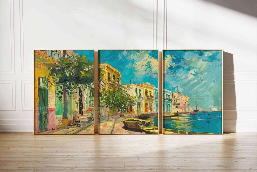Set of 3 Havana Posters, Cuba Travel Prints, Caribbean Wall Art ...