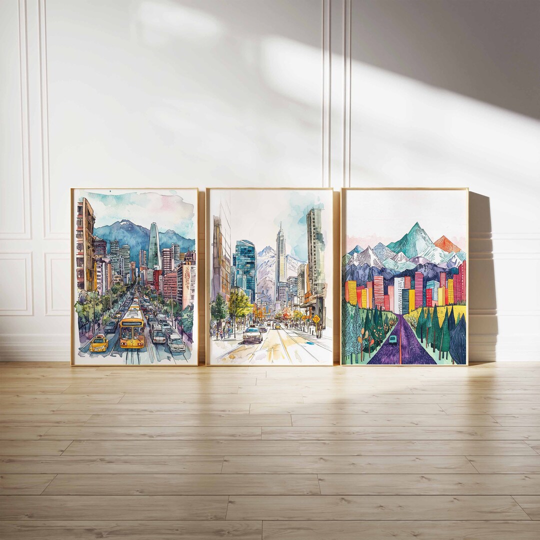 Set of 3 Chile Poster Set, Vintage Chile Art Set, Chile Poster, South ...