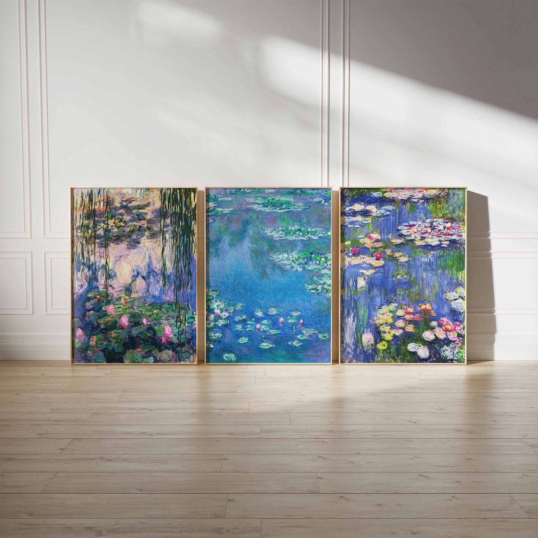 Set of 3 Water Lilies Print, Claude Monet Floral Posters, Monet Wall ...