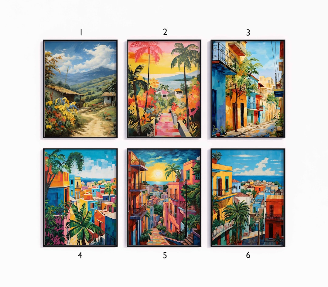 Cuba Poster Set, Latin American Travel Prints, Floral Art, Havana Decor ...