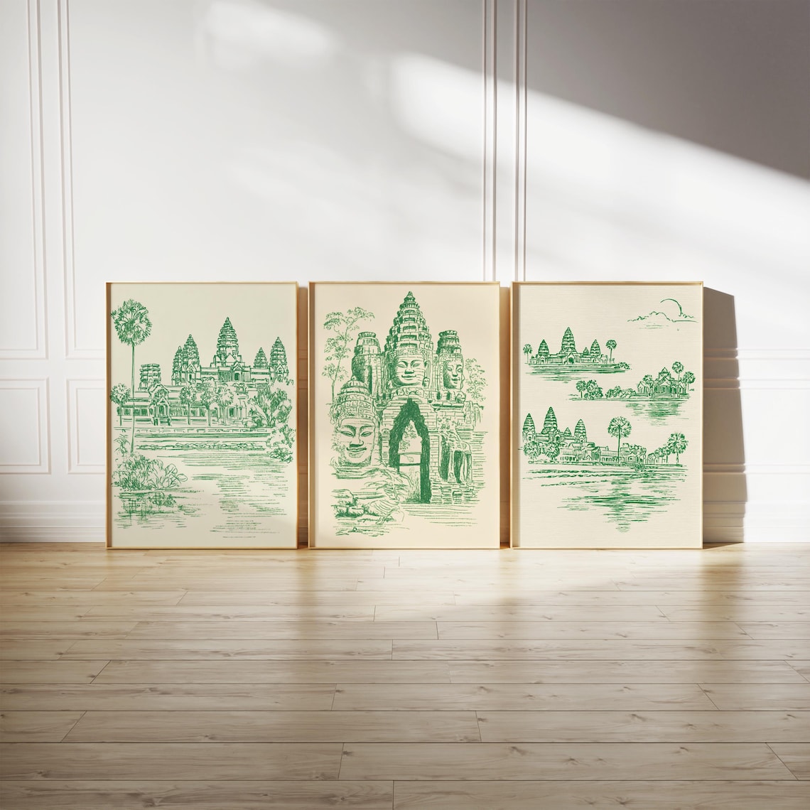 Set of 3 Cambodia Posters, Southeast Asia Travel Wall Art, Temple ...