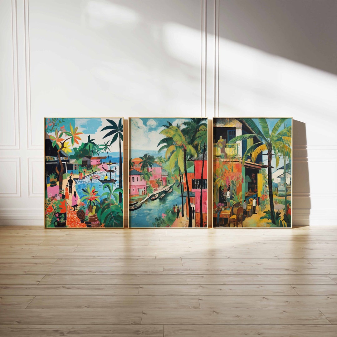 Set of 3 Indonesia Poster Set, Vintage Indonesian Floral Prints ...