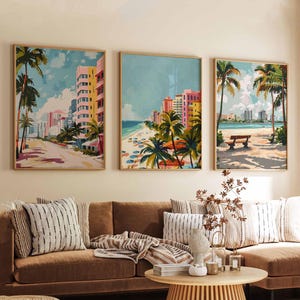 Set of 3 Miami Posters, Miami Florida Prints, Miami Wall Art Set ...