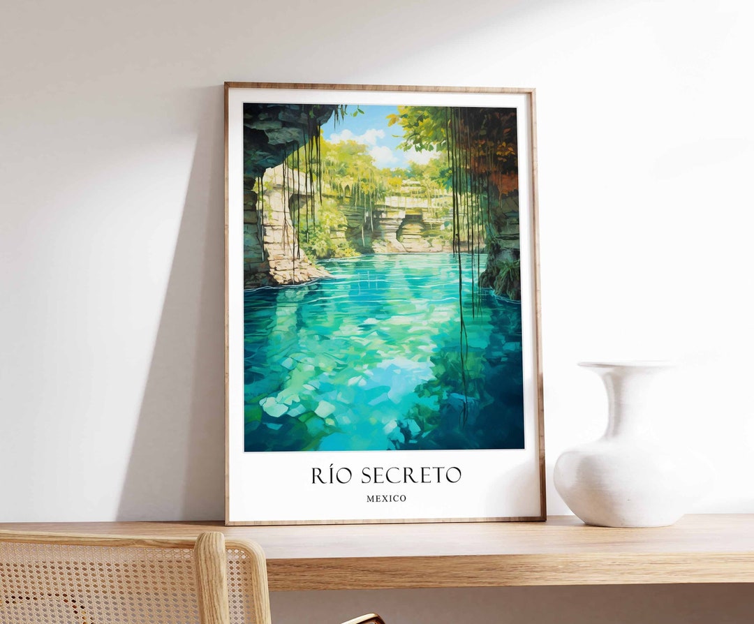 Rio Secreto Poster, Mexico Poster, Yucatan Peninsula Art, Cenote Poster ...