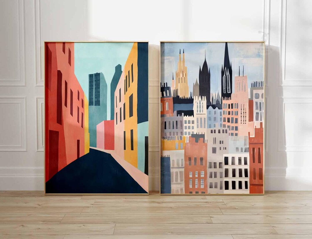 Set of 2 Manchester Posters, England Travel Prints, UK City Wall Art ...