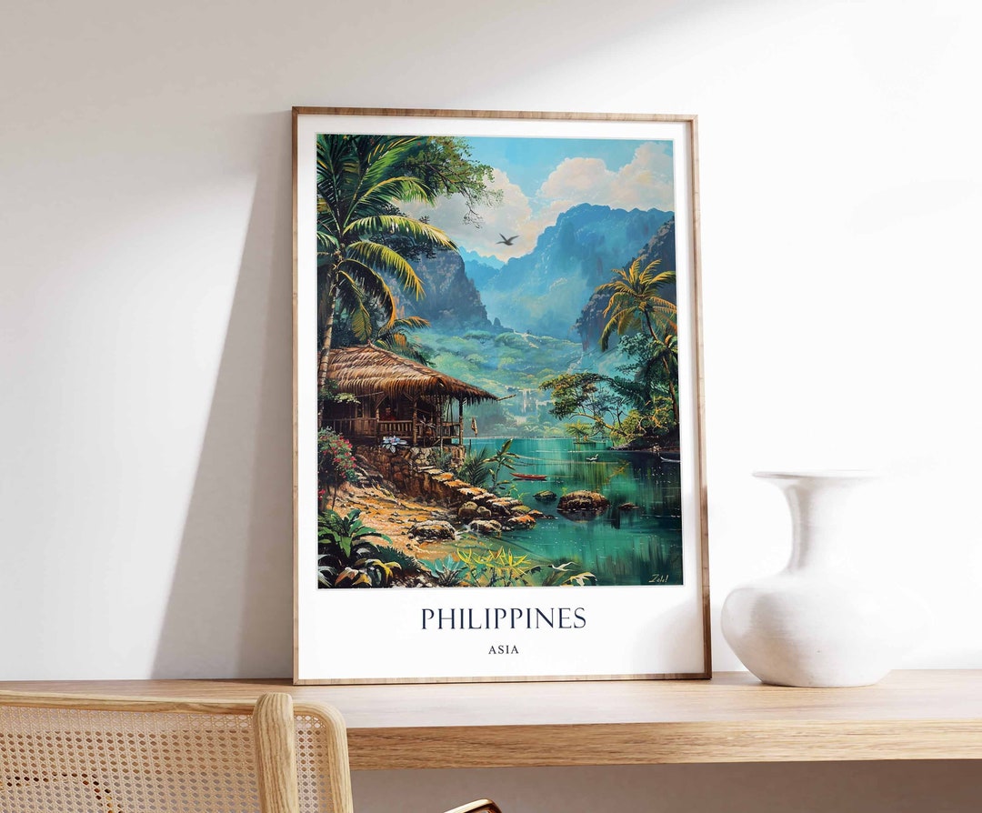 Philippines Poster, Southeast Asia Travel Decor, Tropical Beach Wall ...