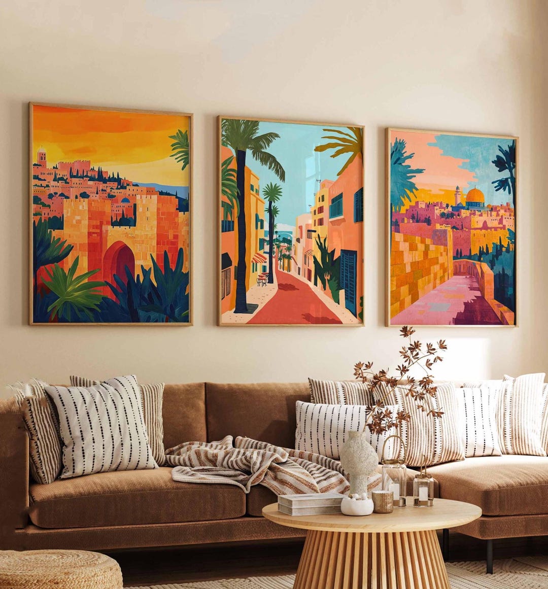 Set of 3 Israel posters, Middle East Travel Prints, Holy Land Wall Art ...